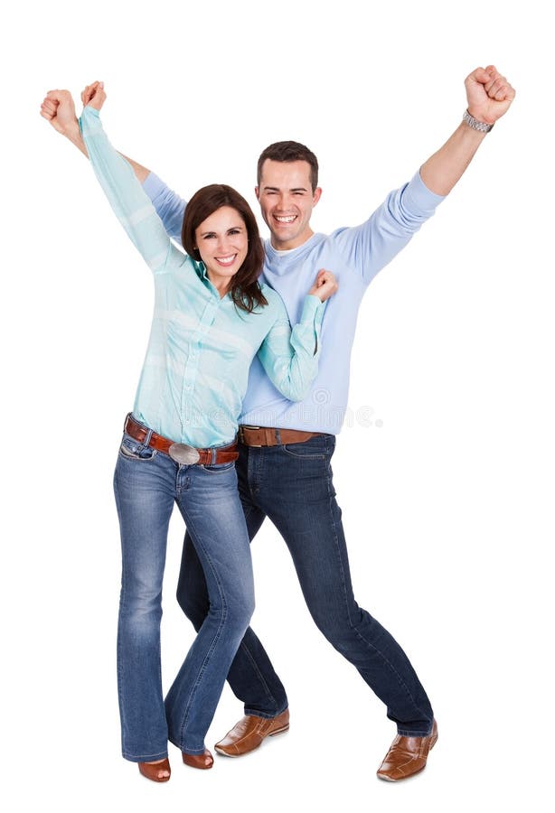 Couple Cheering stock photo. Image of beautiful, excited - 1375262
