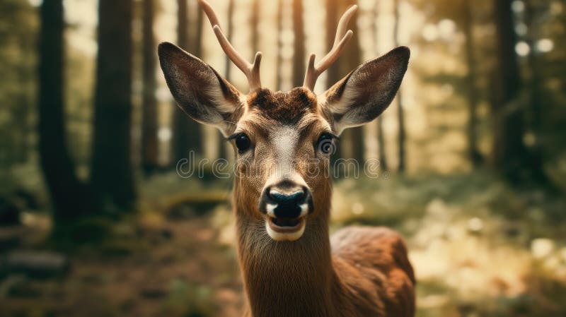 Portrait of a Beautiful Young Deer in the Forest. Stock Image - Image ...