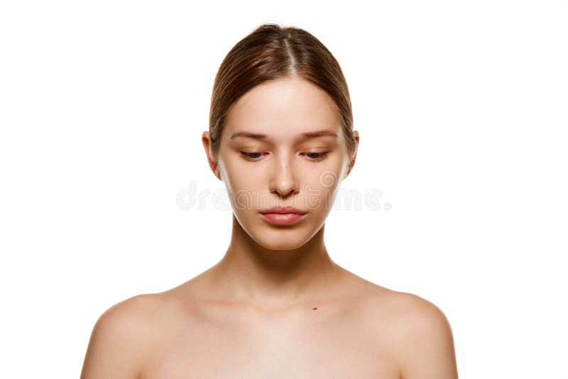 Portrait Of Beautiful Young Girl With Bare Shoulders Well Kept