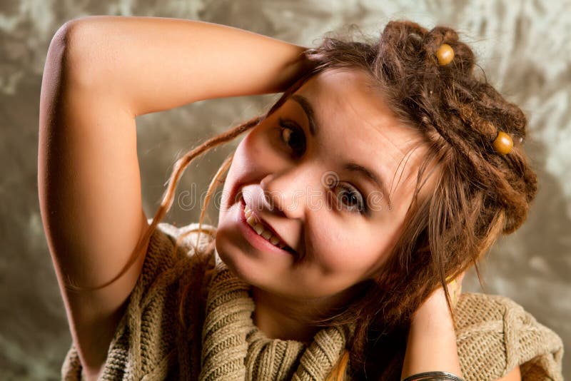 Portrait of a Beautiful Young Girl with Dreadlocks Stock Photo - Image ...