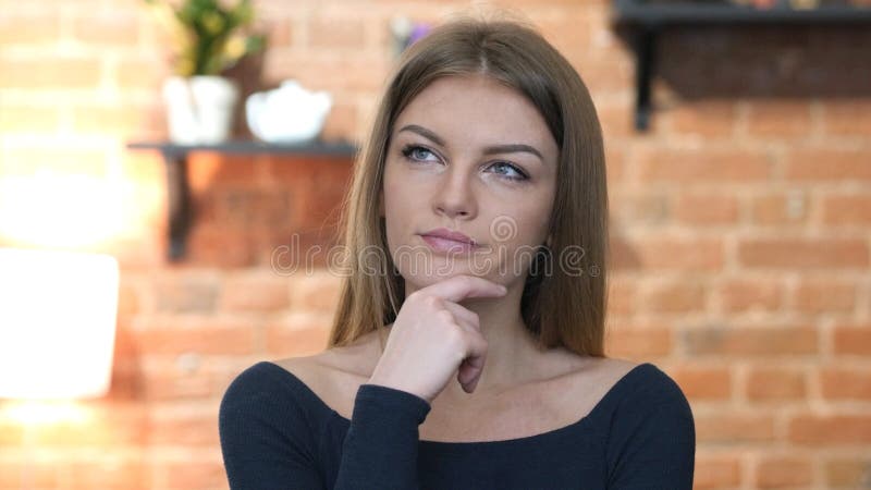 Portrait of Beautiful Young Girl Thinking Stock Photo - Image of ...