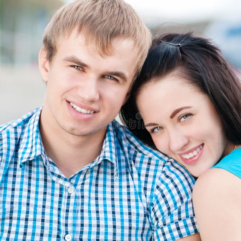 Portrait of a Beautiful Young Happy Smiling Couple Stock Photo - Image ...