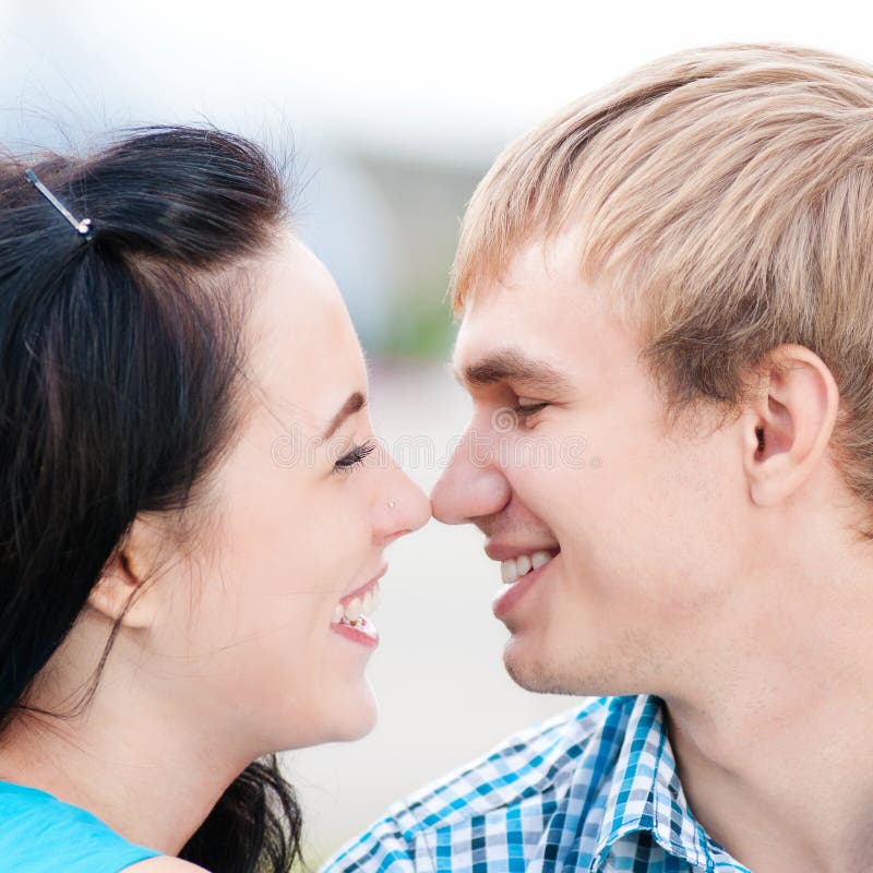 Portrait of a Beautiful Young Happy Smiling Couple Stock Photo - Image ...
