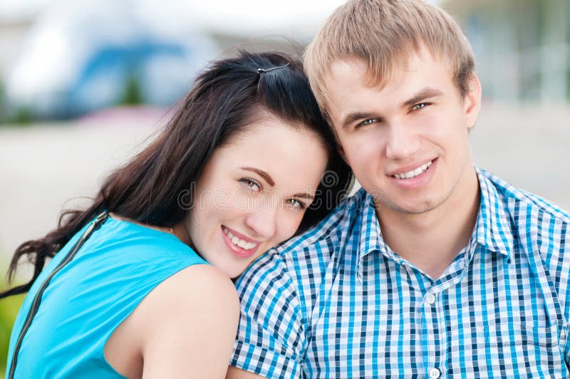 Portrait of a Beautiful Young Happy Smiling Couple Stock Photo - Image ...