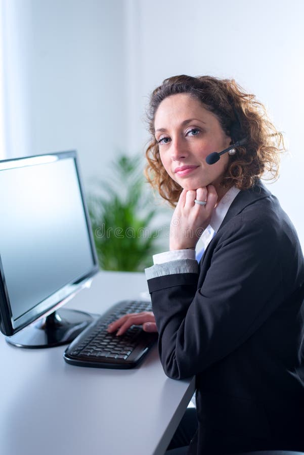 Portrait of a Beautiful Young Secretary at Work Stock Image - Image of ...
