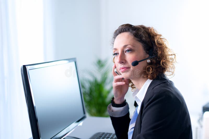 Portrait of a Beautiful Young Secretary at Work Stock Image - Image of ...