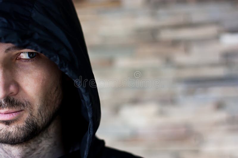 Portrait of a Beautiful Young Serious Man Half Face Stock Photo - Image ...
