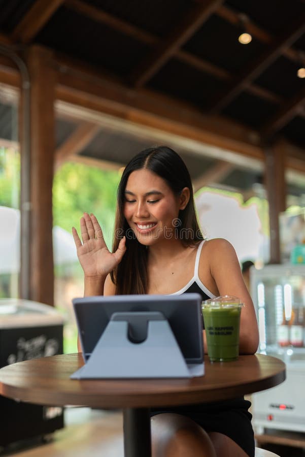 Portrait of Beautiful Young Woman in Coffee Shop Stock Photo - Image of ...
