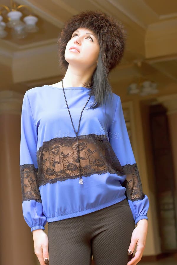 Portrait of a Beautiful Young Woman Looking Thoughtfully Forward Stock ...