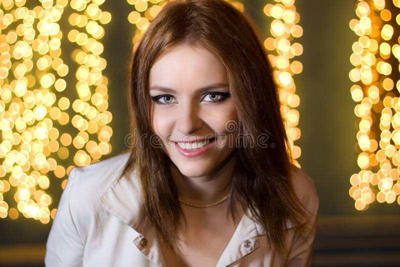 Portrait of a Beautiful Young Woman at Night Stock Image - Image of ...