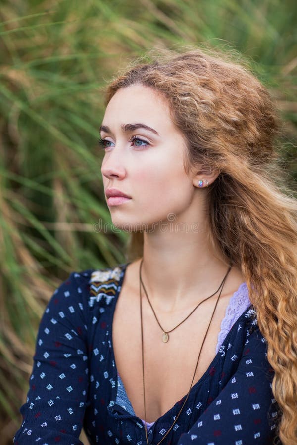 Portrait of a Beautiful Young Woman Outside Stock Image - Image of ...