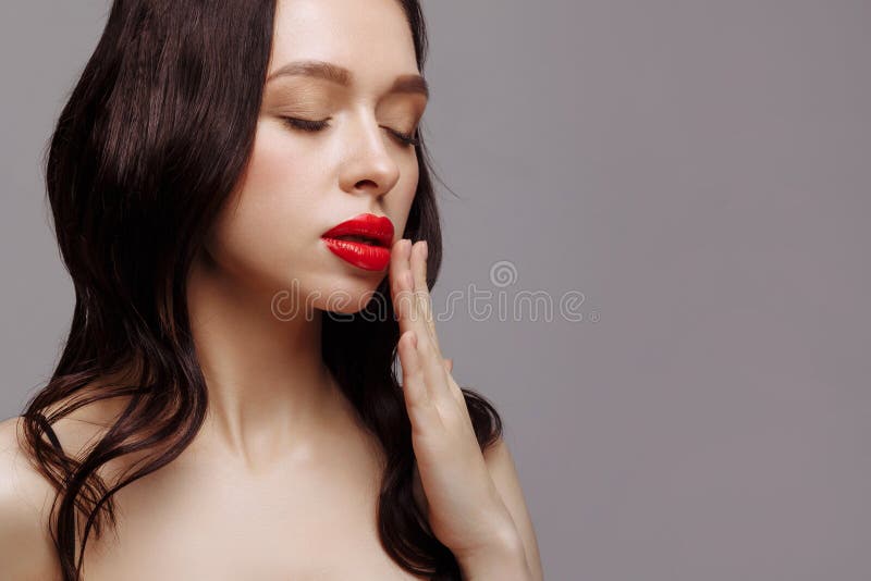 Portrait Of A Beautiful Young Woman With A Well Groomed Face Stock