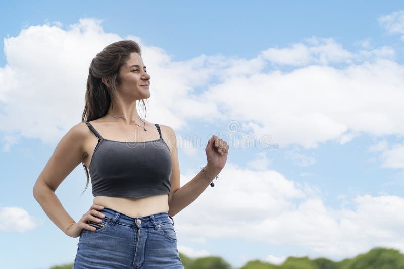 Portrait from Below of Young Woman Stock Photo - Image of generation ...