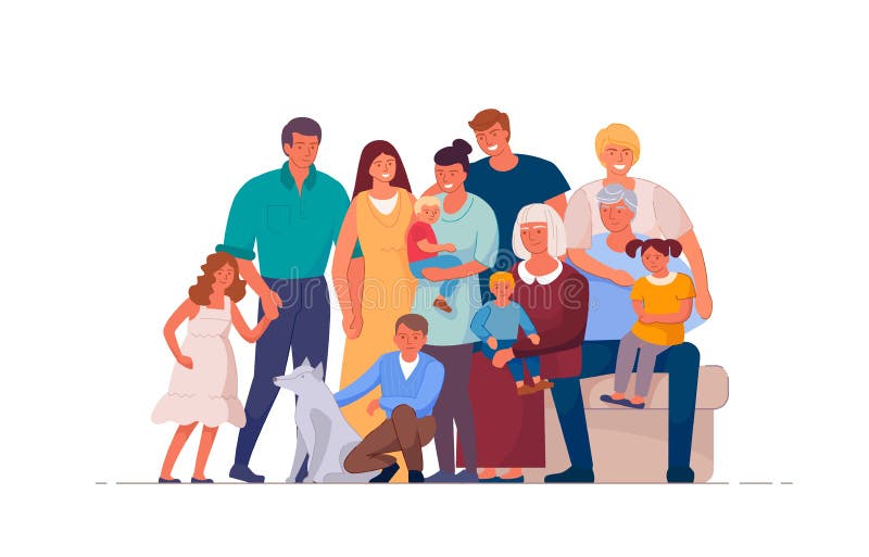 Portrait of Big Happy Family of Many People Stock Vector - Illustration ... Portrait of Big Happy Family of Many People Stock Vector - Illustration ...