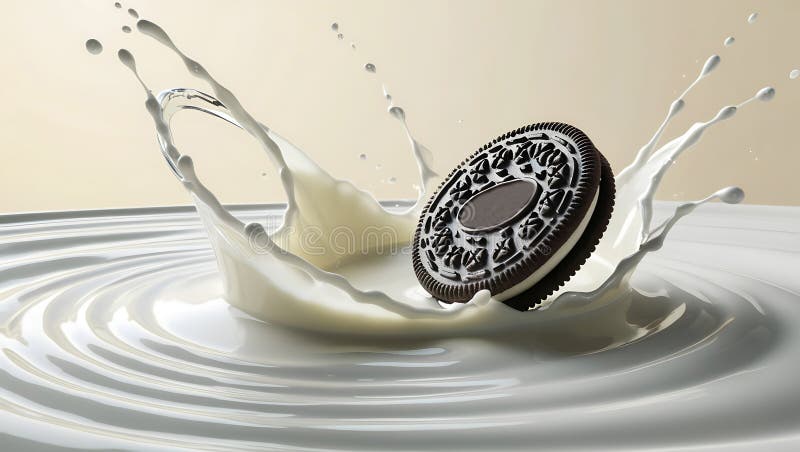 Portrait of Biscuit Falling into Milk with Splash Stock Illustration ...