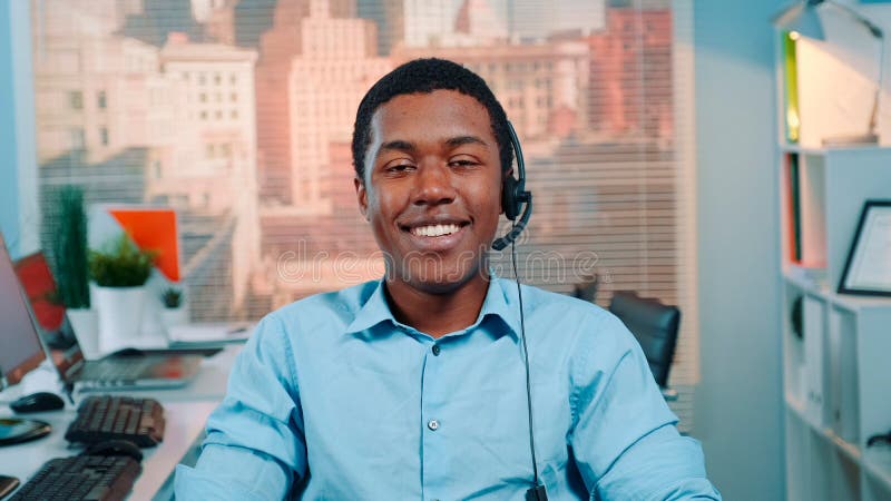 Black Customer Service Agent is Happy Stock Image - Image of adult ...
