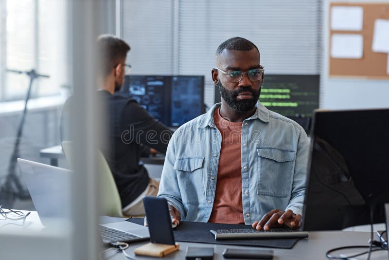 Computer Programmer at Workplace Stock Image - Image of production, developer: 259366113