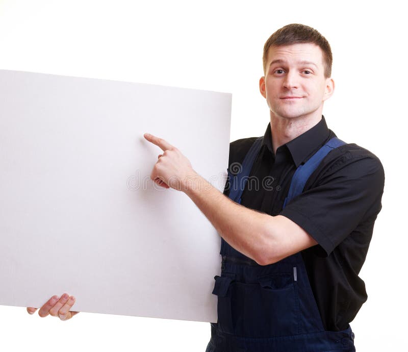 Portrait of with Blank White Card Stock Photo - Image of isolated ...