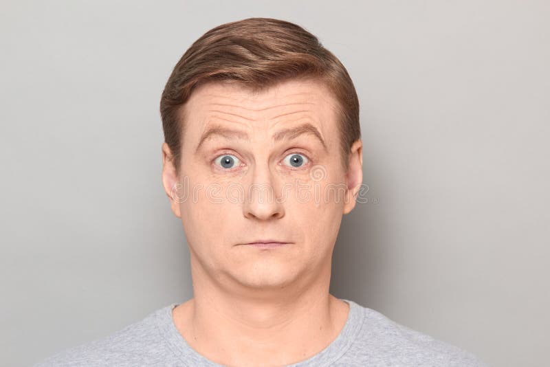 Portrait of Blond Mature Man with Surprised Perplexed Expression Stock ...