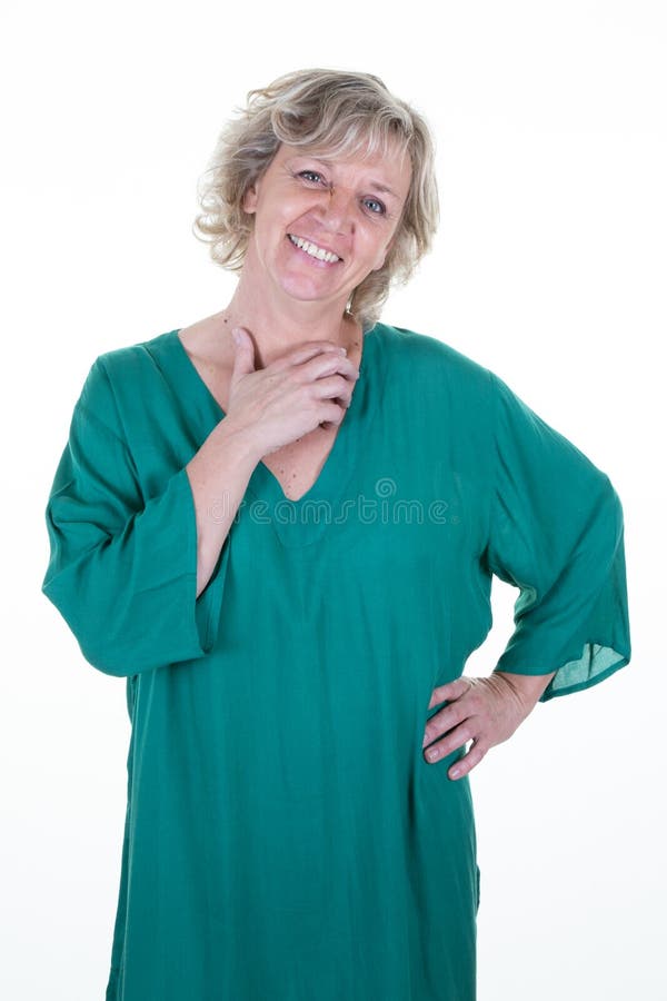 Portrait of Blond Mature Woman Hand on Chin on White Background Stock ... Portrait of Blond Mature Woman Hand on Chin on White Background Stock ...