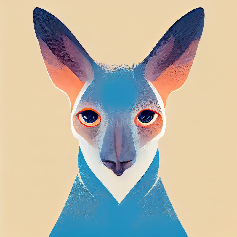 Portrait of a Blue Kangaroo. Muzzle of a Kangaroo Closeup. Digital ...