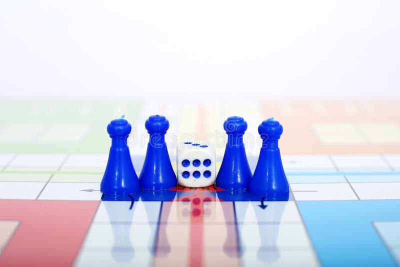 Portrait of Blue Tokens with Dice Stock Photo - Image of gaming, cube ...