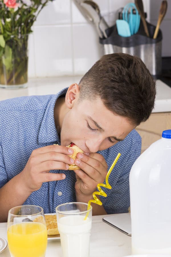 Portrait of Boy with Breakfast Stock Photo - Image of cereal, caucasian ...