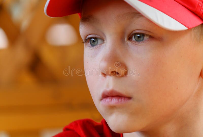 Portrait the boy in a cap stock image. Image of sight - 10730899