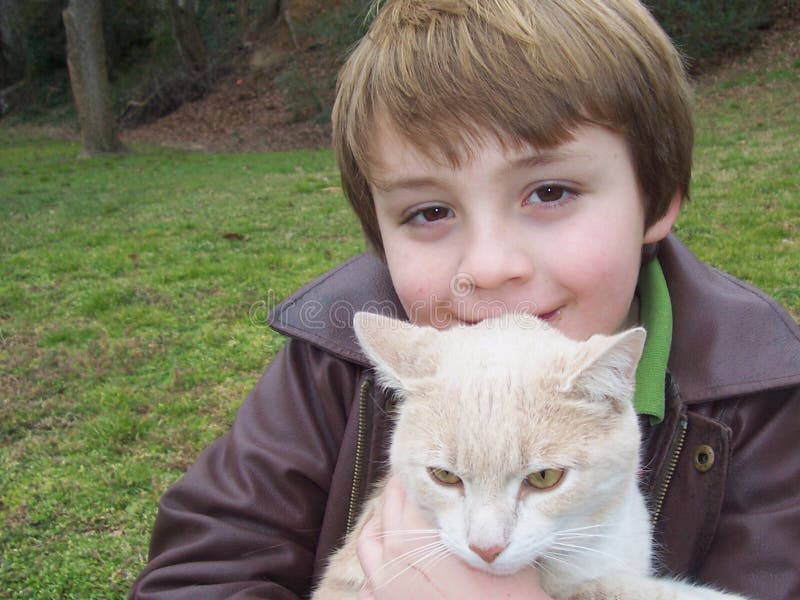 Portrait Of Boy And Cat Picture. Image: 1992159