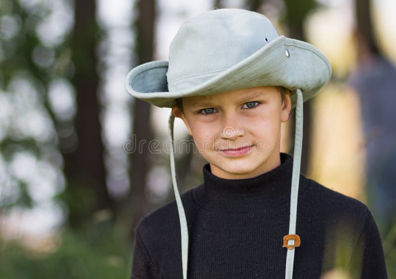 Portrait of a Boy in a Cowboy Hat Stock Image - Image of fashion, close ...