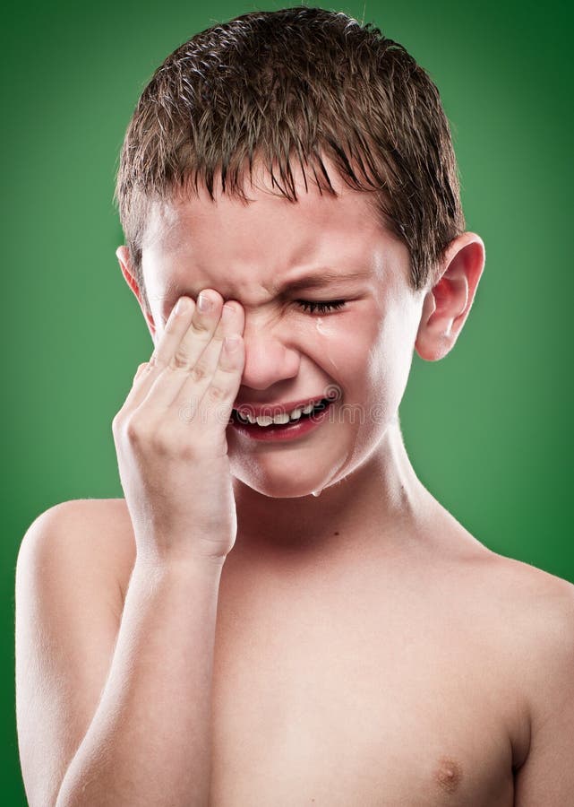 Portrait of boy crying stock photo. Image of head, hand - 21952358
