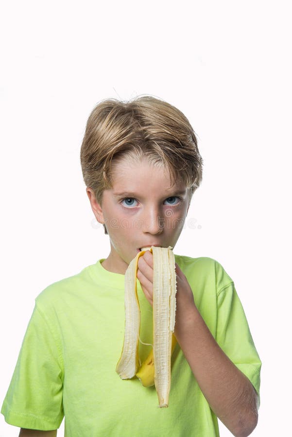 Portrait of a Boy Eating Banana Stock Image - Image of eyes, fruit ...