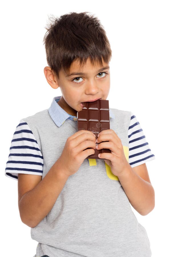 Portrait Boy Eats Chocolate Stock Photo - Image of food, portrait: 45251466