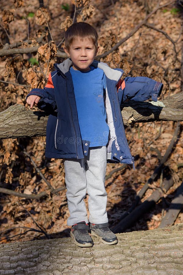 Portrait of Boy in the Forest Stock Image - Image of fashion, looking ...