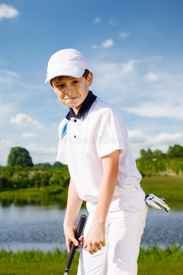 Portrait of boy golfer stock image. Image of leisure - 58463701