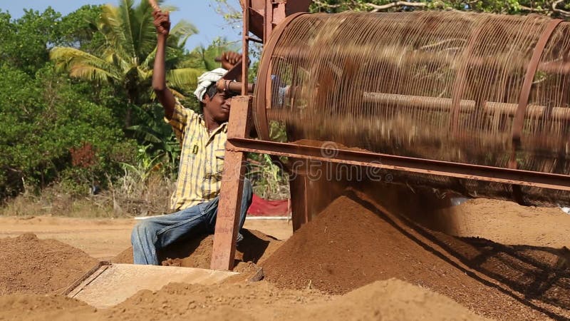 Portrait of Boy Moving Wheel of the Soil Processing Machine. Stock ...
