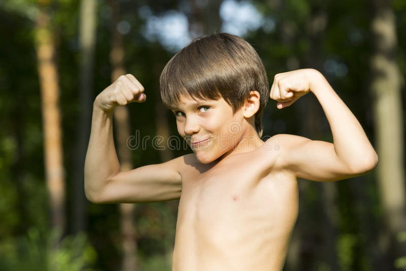 Portrait of a Boy in Nature Stock Image - Image of muscles, slim: 75021769