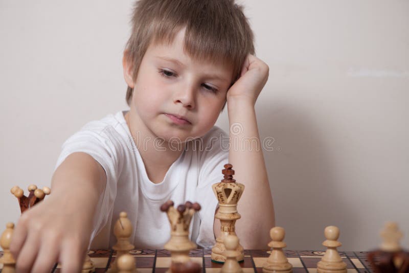 Portrait of a Boy Playing Chess Stock Image - Image of game, blond ...