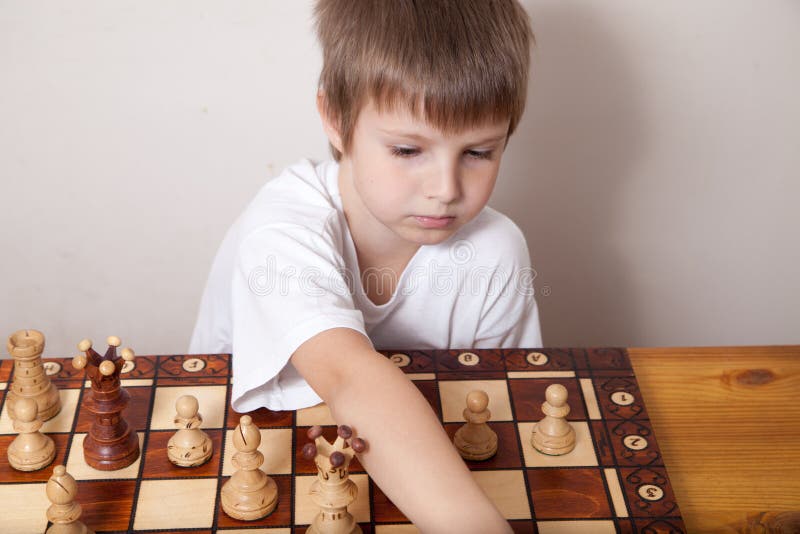 Portrait of a Boy Playing Chess Stock Photo - Image of development ...