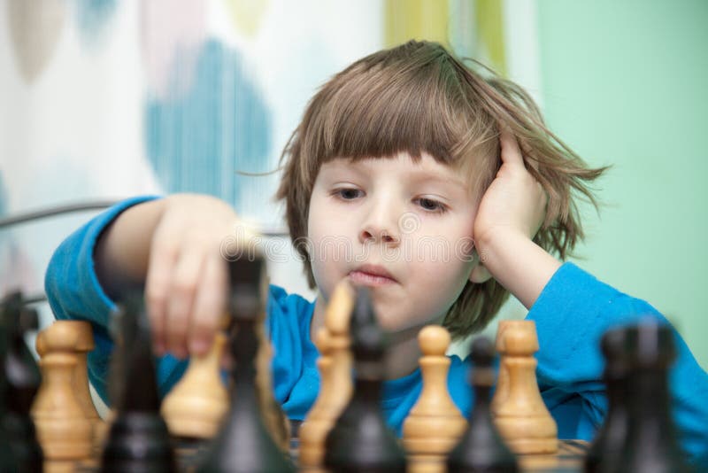 Portrait of a Boy Playing Chess Stock Photo - Image of human ...