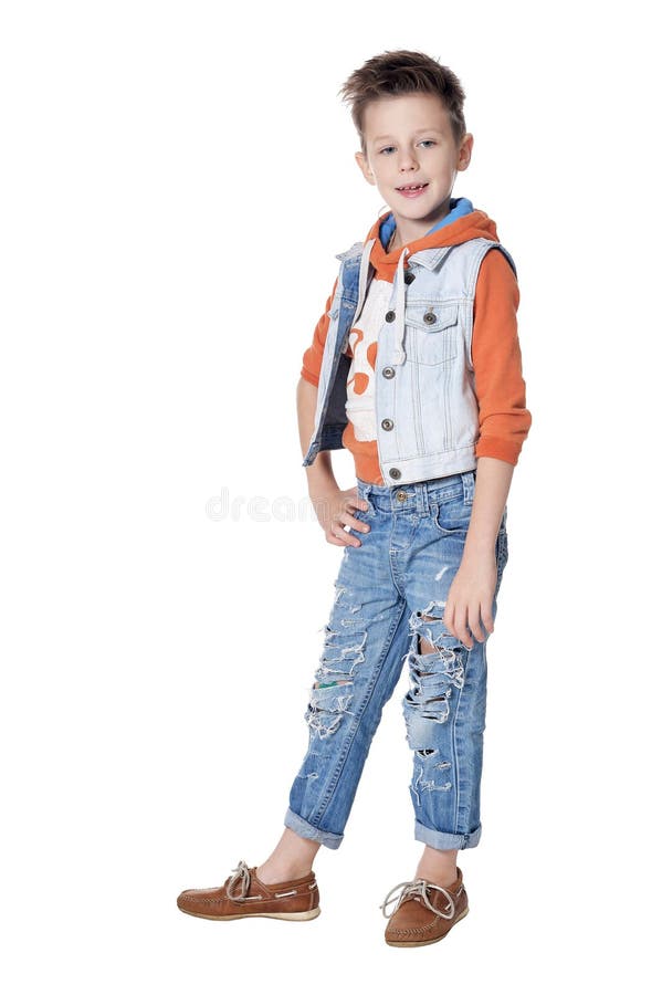 Portrait of Boy Posing Isolated on White Background Stock Photo - Image ...