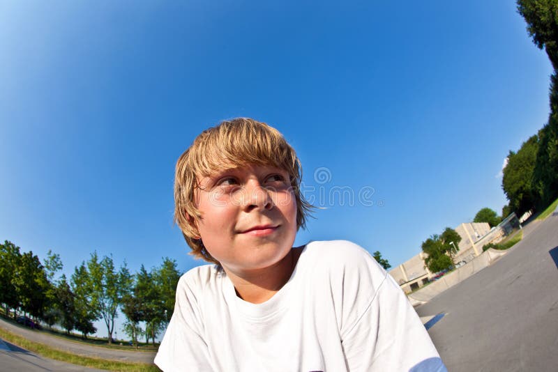 Portrait of a Boy at the Skate Park Stock Image - Image of active ...