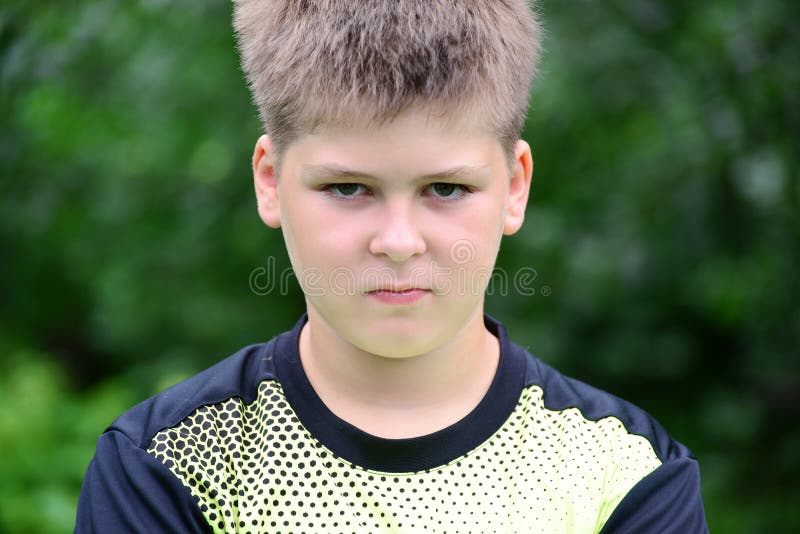 Portrait of Boy Unhappy on the Nature Stock Image - Image of human ...
