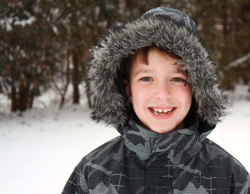 Portrait of boy in winter stock photo. Image of trees - 12766850