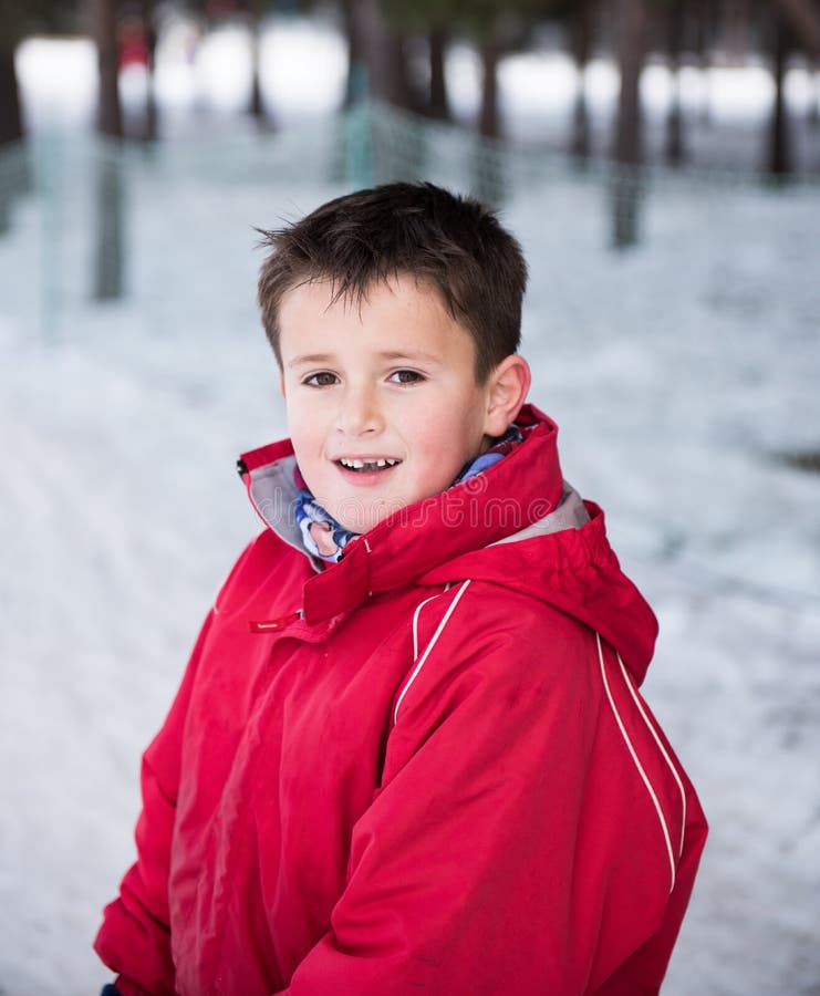 Portrait of a Boy in Winter Close-up Stock Image - Image of caucasian ...