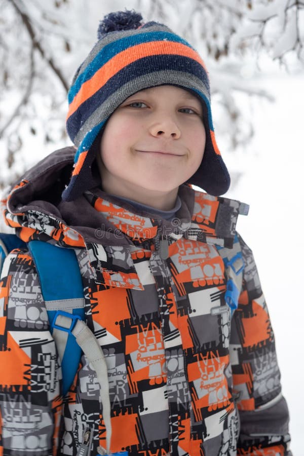 Portrait of Boy in Winter Time Stock Photo - Image of caucasian ...