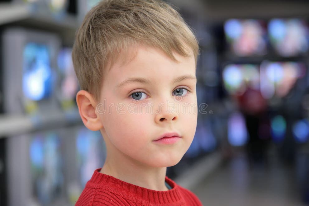 Portrait of Boyon Tv Background Stock Photo - Image of male, face: 5722168