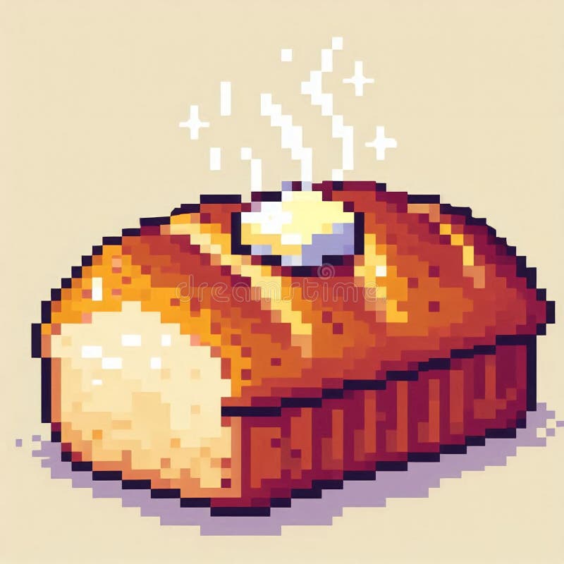 Portrait of Bread with Butter on Top, Pixel Art Stock Illustration ...