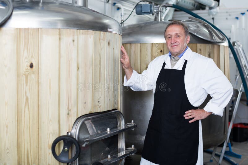 Portrait of Brewer Who is Standing on His Workplace Stock Image - Image ...