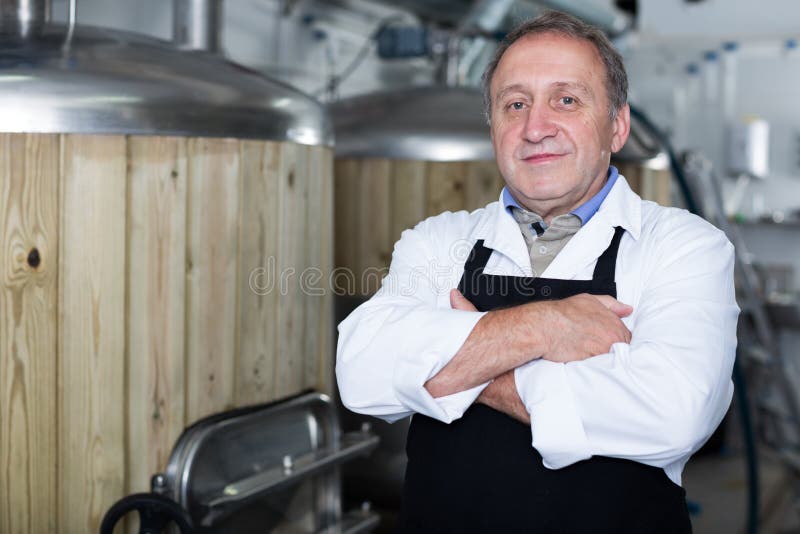 Portrait of Brewer Who is Standing on His Workplace Stock Photo - Image ...